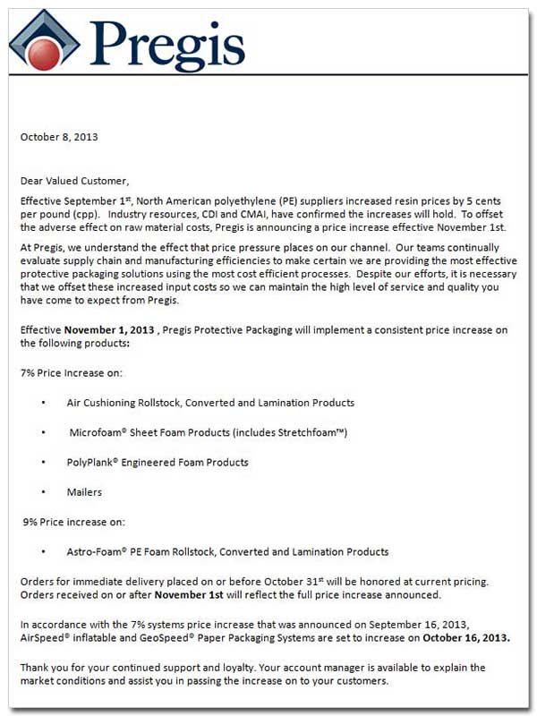 Resin Increases October 2013